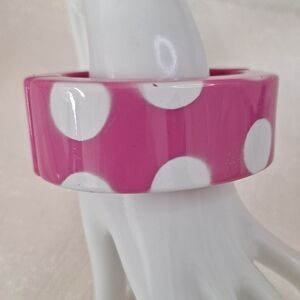 Jewelry | Vintage Chunky Pink Bangle With White Polkadots And Magnetic ...